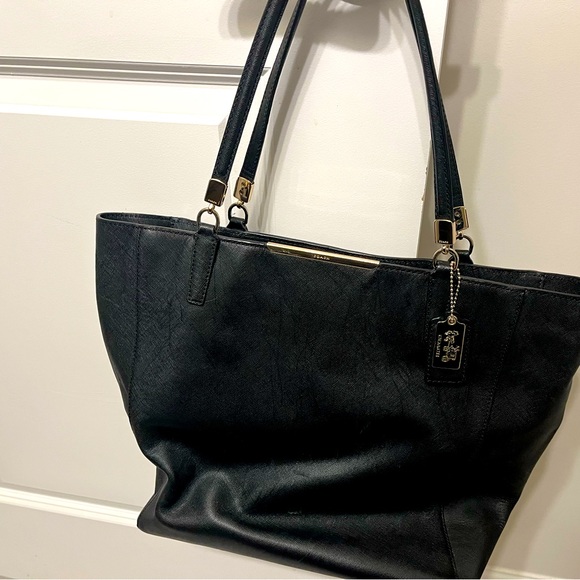 Coach | Bags | Coach Pebbled Black Leather Work Shoulder Bag With ...